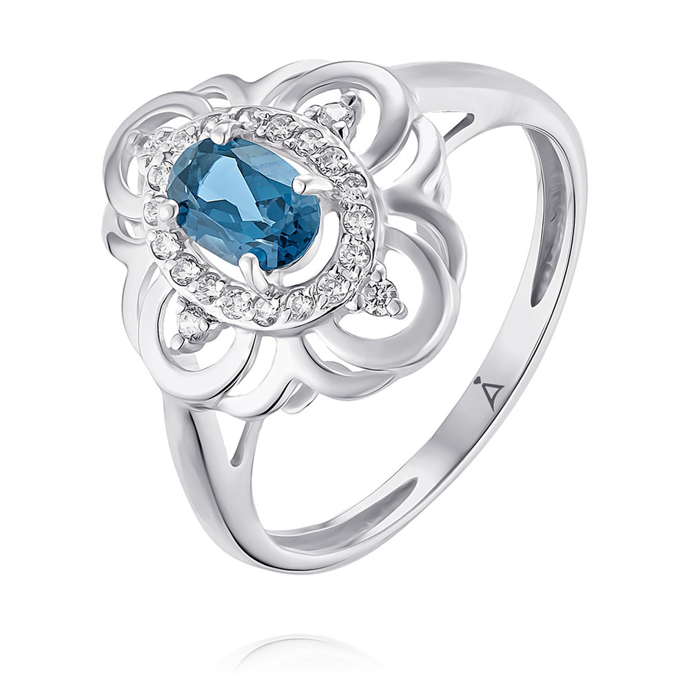 Кольцо из белого золота с топазом